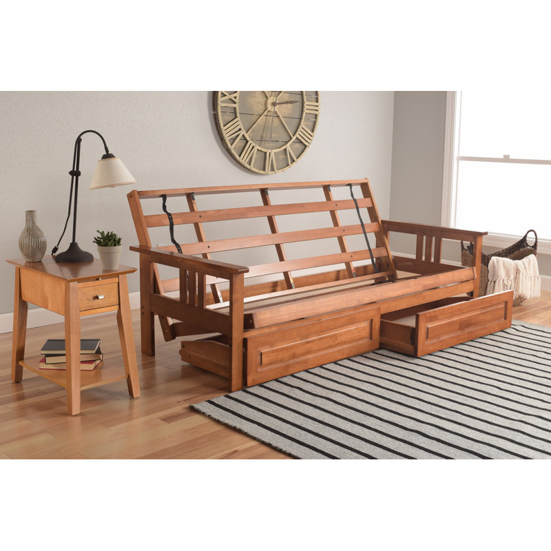 Stratford Full Futon Frame Includes Storage Drawers with Mattress The Twillery Co. Frame Color Barbados
